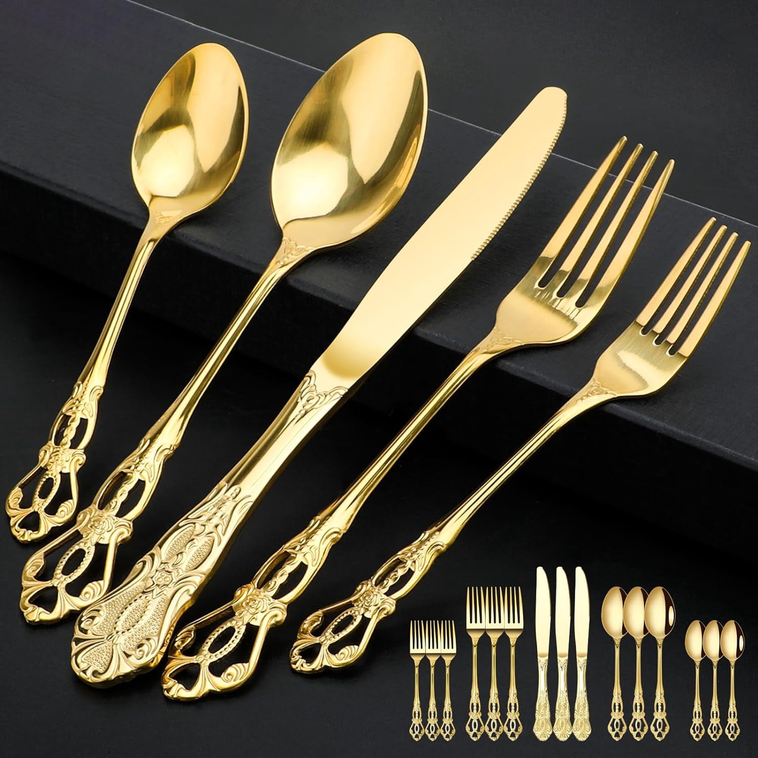 dxynlg Stainless Steel Flatware Set for 4 Cutlery Utensils Set with ...