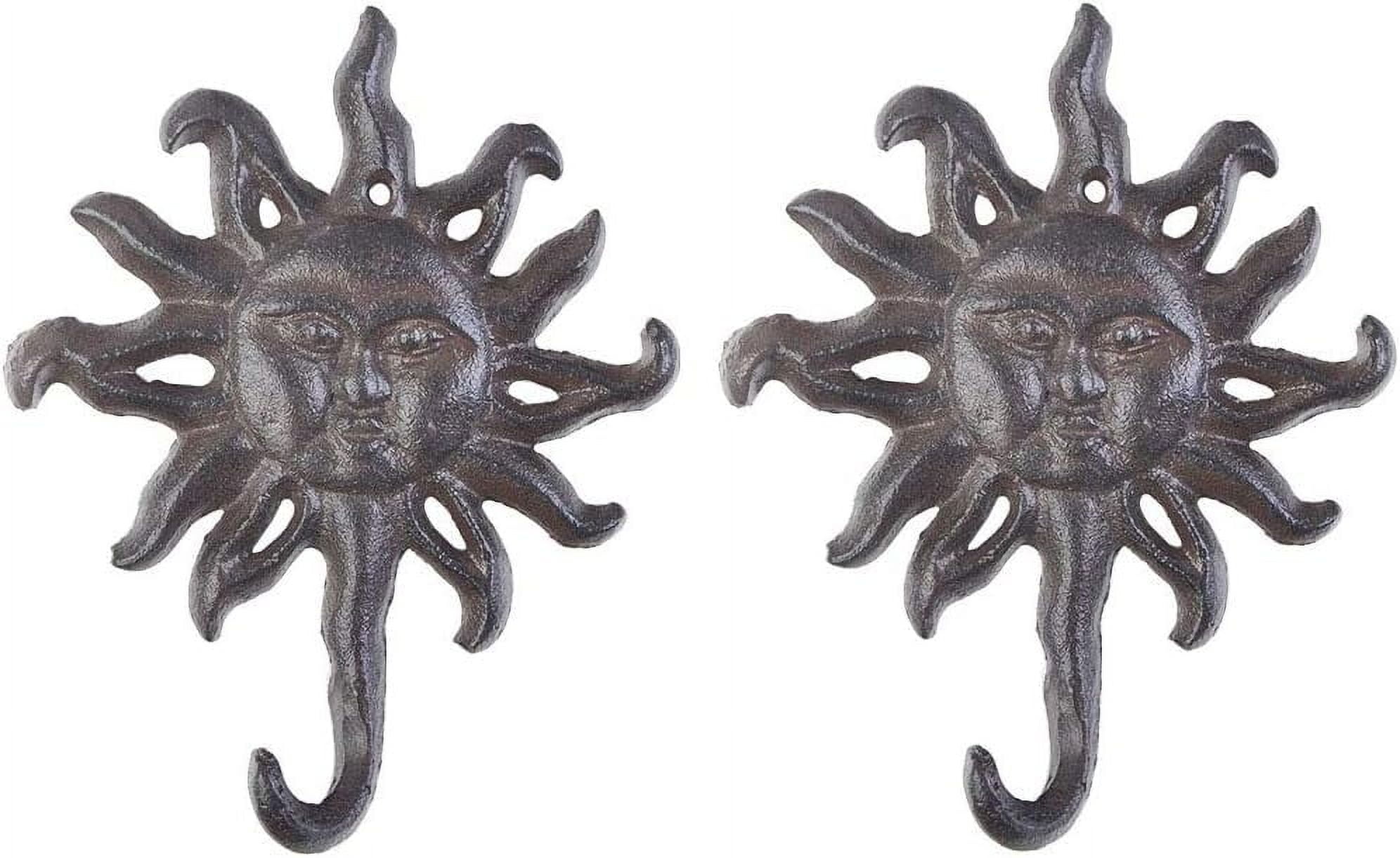dxynlg Sun Cast Iron Wall Hanger Hooks Rack Vintage Rustic Decorative ...