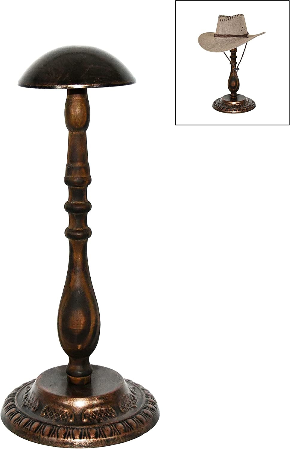 dxynlg Tabletop Hat Stand Vintage Style Dome Shaped Bronze Metal ...
