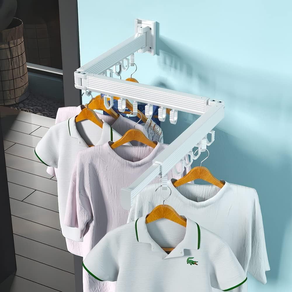 dxynlg Tri Fold Clothing Rack with Extended Arm Expandable Clothes ...