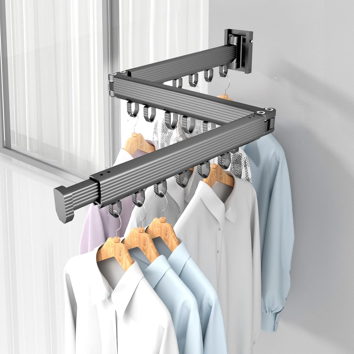 dxynlg Tri Fold Clothing Rack with Extended Arm Expandable Clothes ...