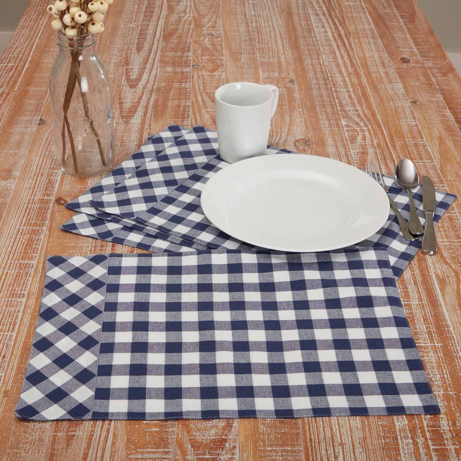dxynlg Vintage Check Blue Runner 13" L x 54" W Farmhouse Country ...