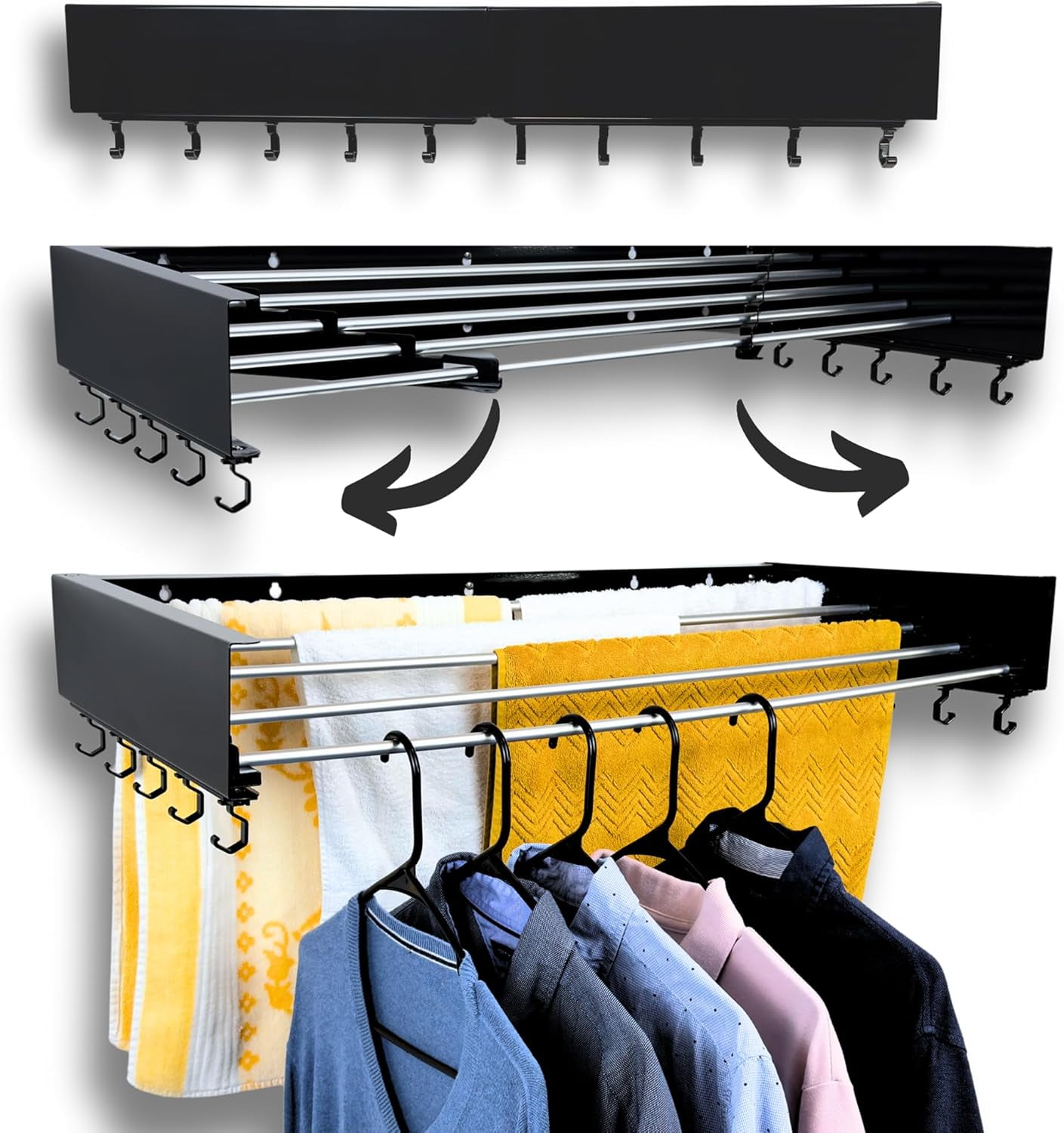 dxynlg Wall Mounted Laundry Drying Rack Retractable & Foldable 31.5 ...