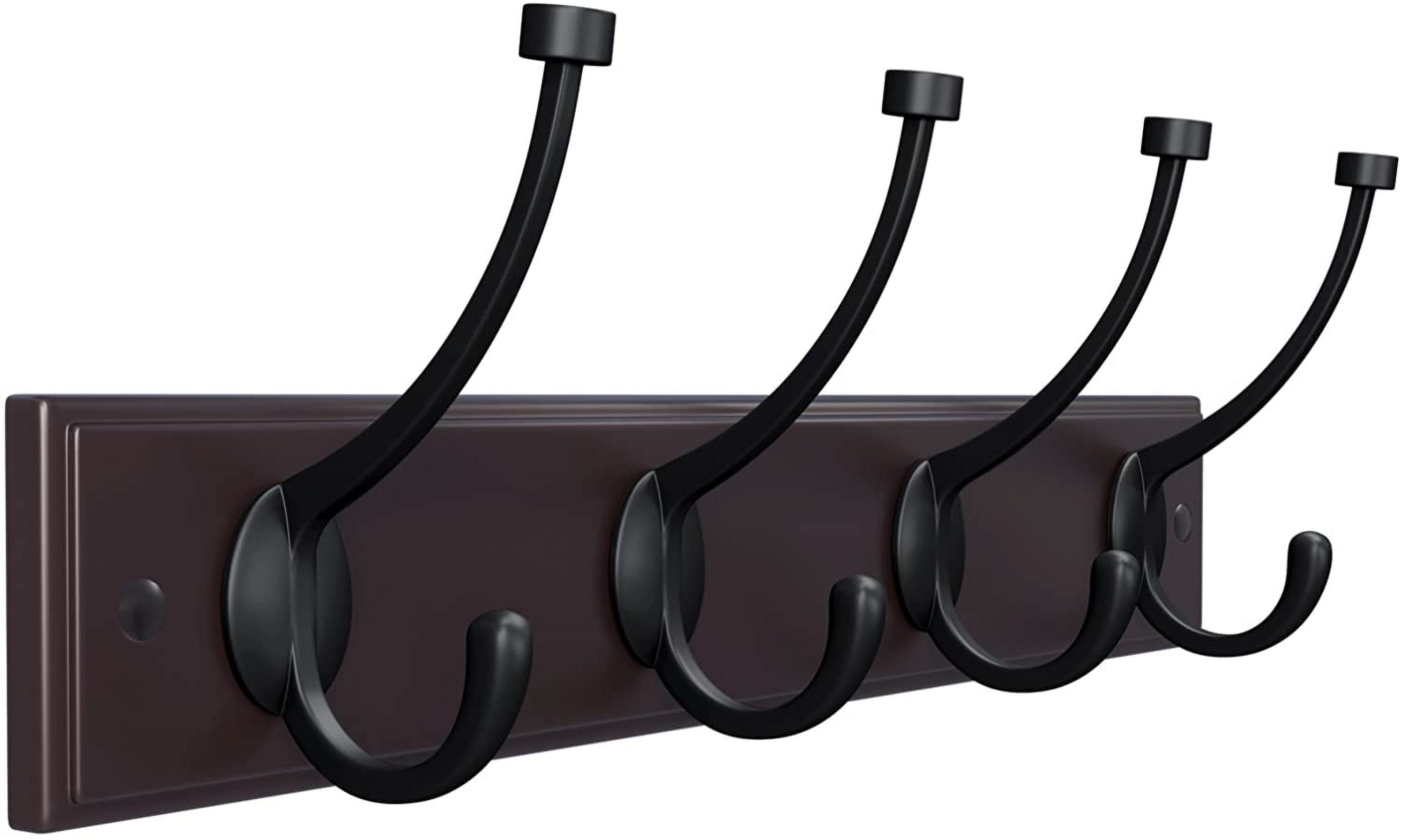 czqnlg Wooden Wall Mounted Coat Rack 16 Inch Rail with 4 Metal Hooks ...