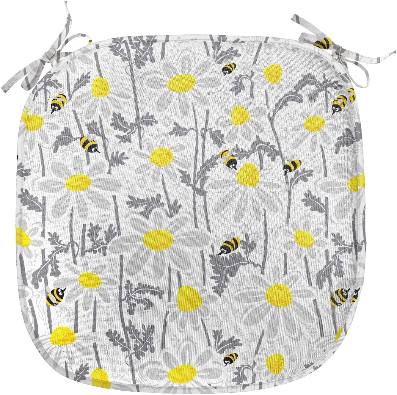 sasyxdc Yellow Chair Seating Cushion Pattern with Bees and Chamomile ...