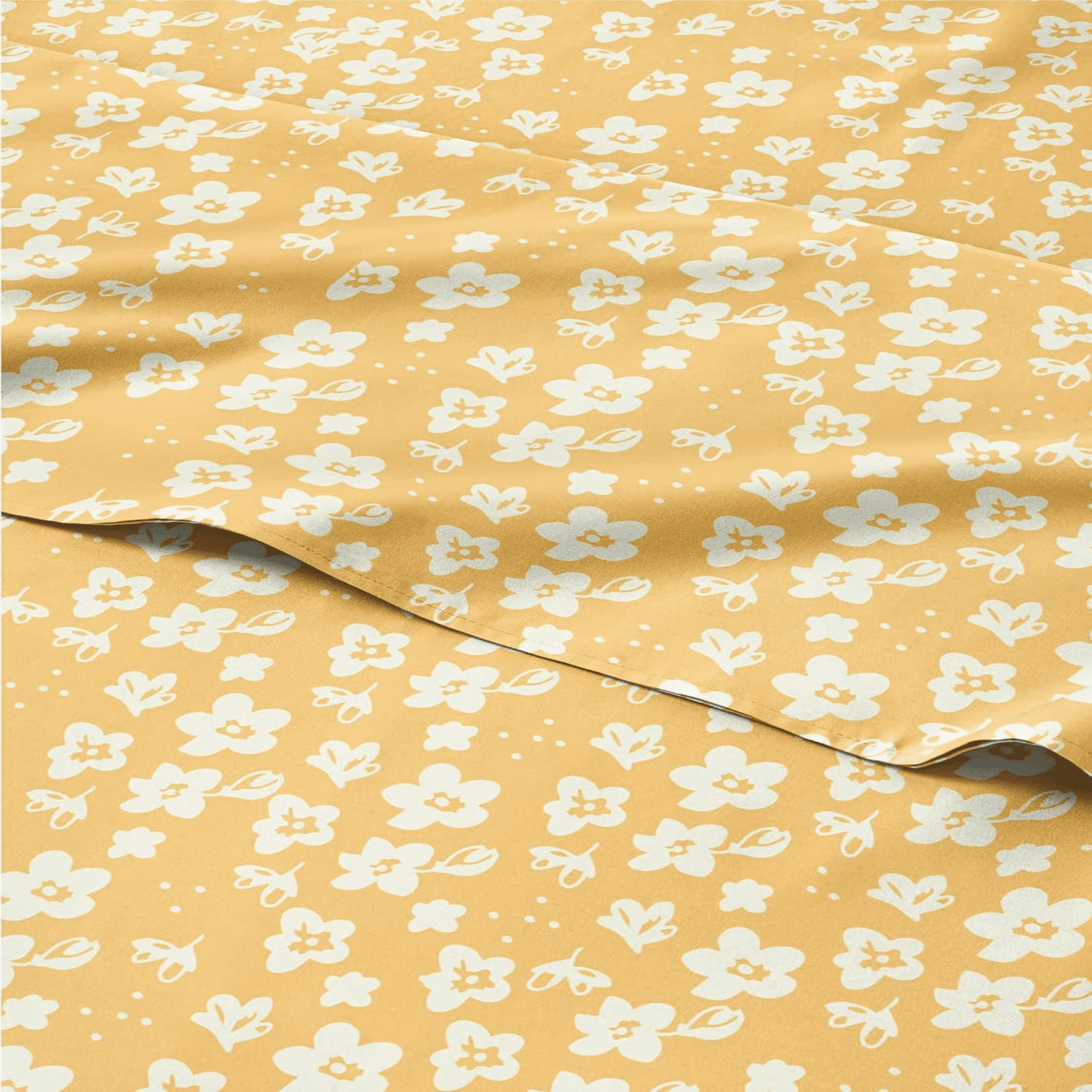 dxynlg Yellow Floral Sheets 4 Piece Queen Set - 1 Flat 1 Fitted Sheet ...