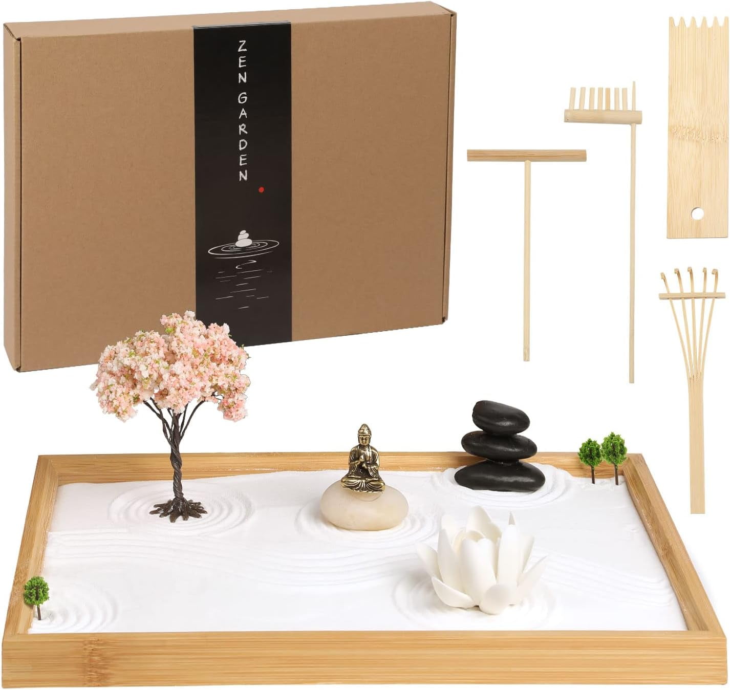 dxynlg Zen Garden Kit for Office Desk Japanese Meditation Decor Sand ...