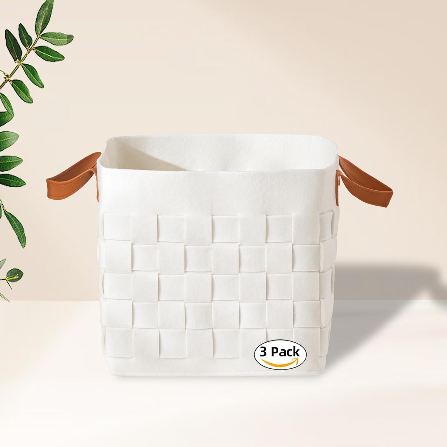 vftybngy 10 Inch Cube Storage Basket 3 Pack Blanket Baskets with ...