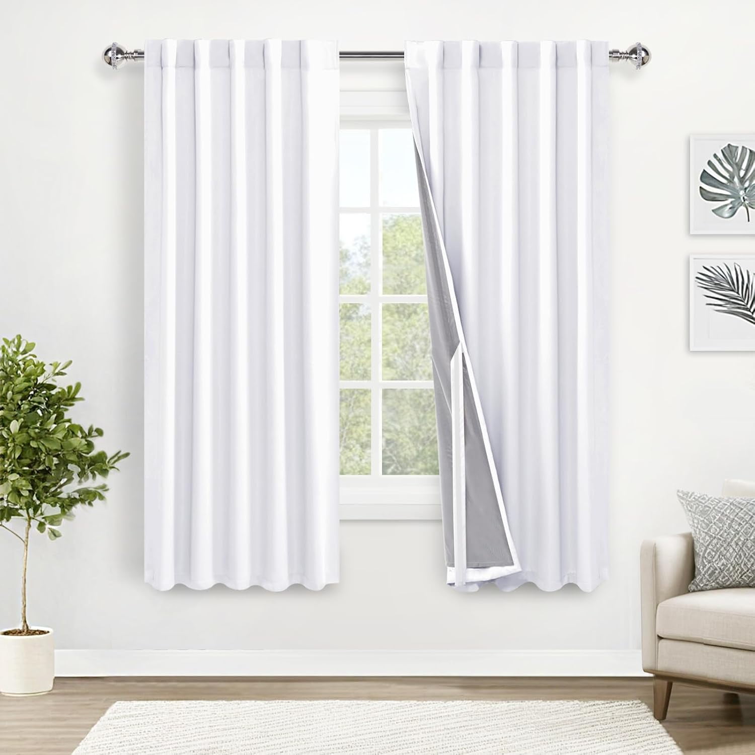 dxynlzq 100% Blackout Curtains with Tiebacks- Heat and Full Light ...