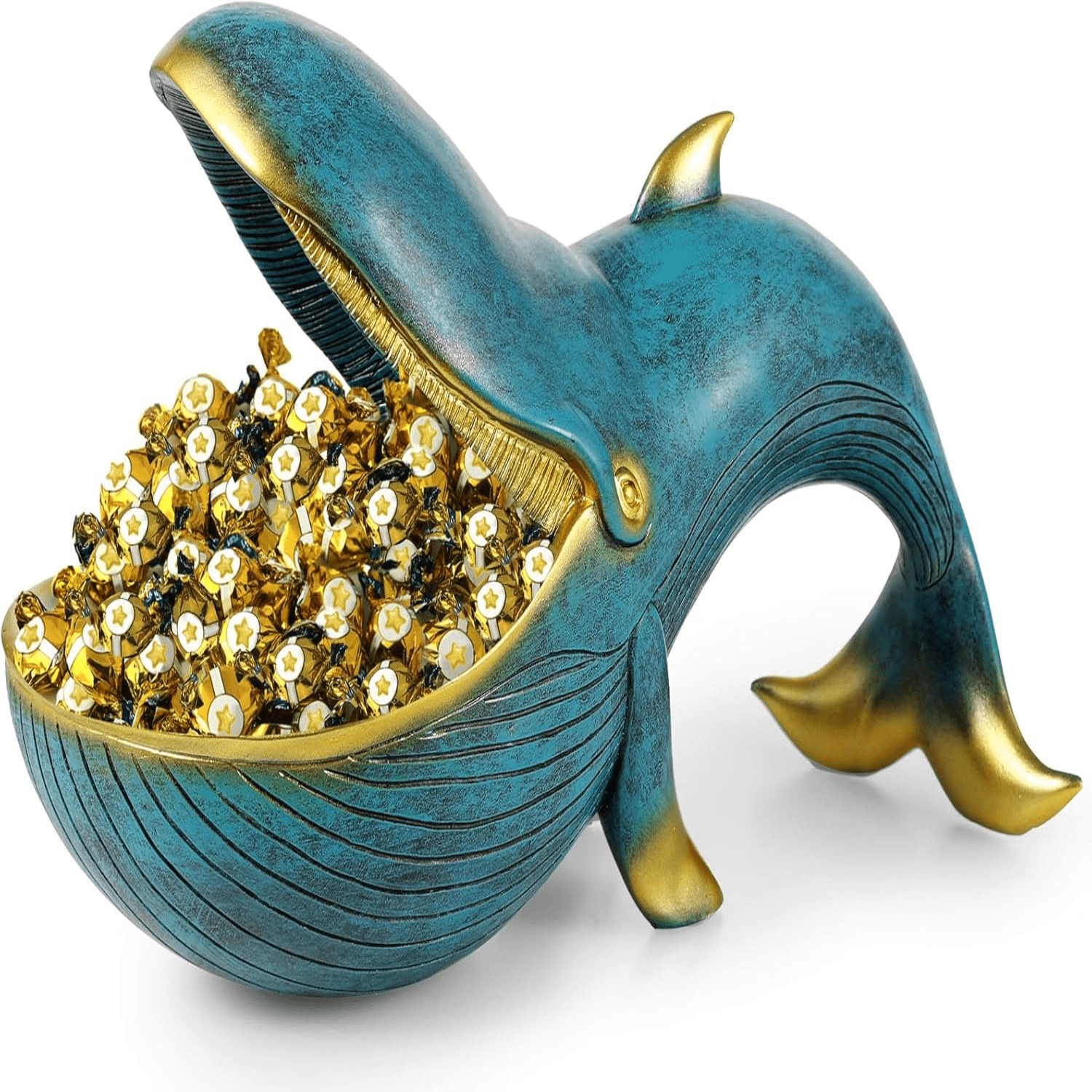 dxynlzq 12'' Whale Statue Resin Whale Figurine Fun Candy Dish Decor Key ...