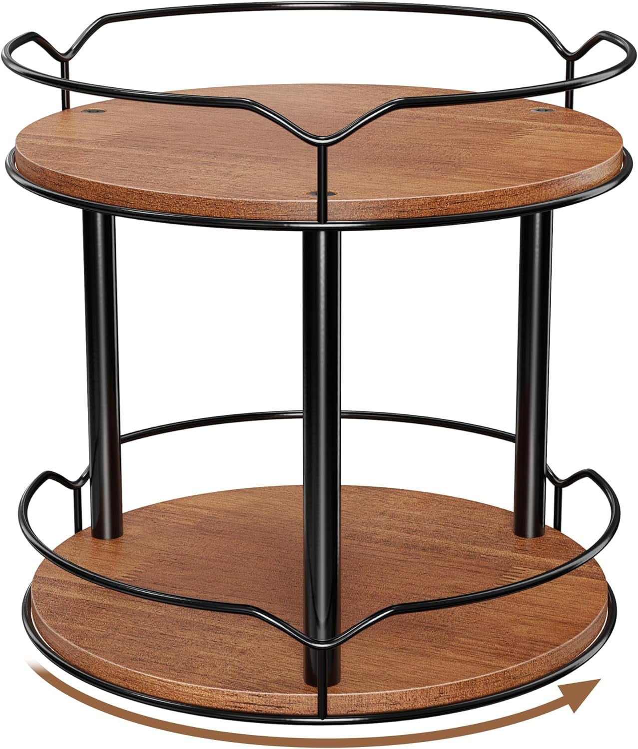 dxynlzq 12.4" Lazy Susan Organizer 2 Tier - Rotating Spice Rack Wooden ...