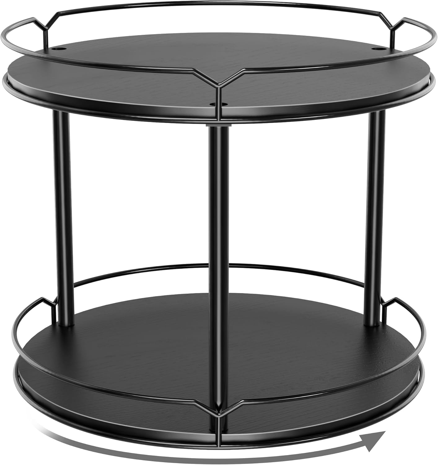 dxynlzq 12.4" Lazy Susan Organizer 2 Tier - Rotating Spice Rack Wooden ...