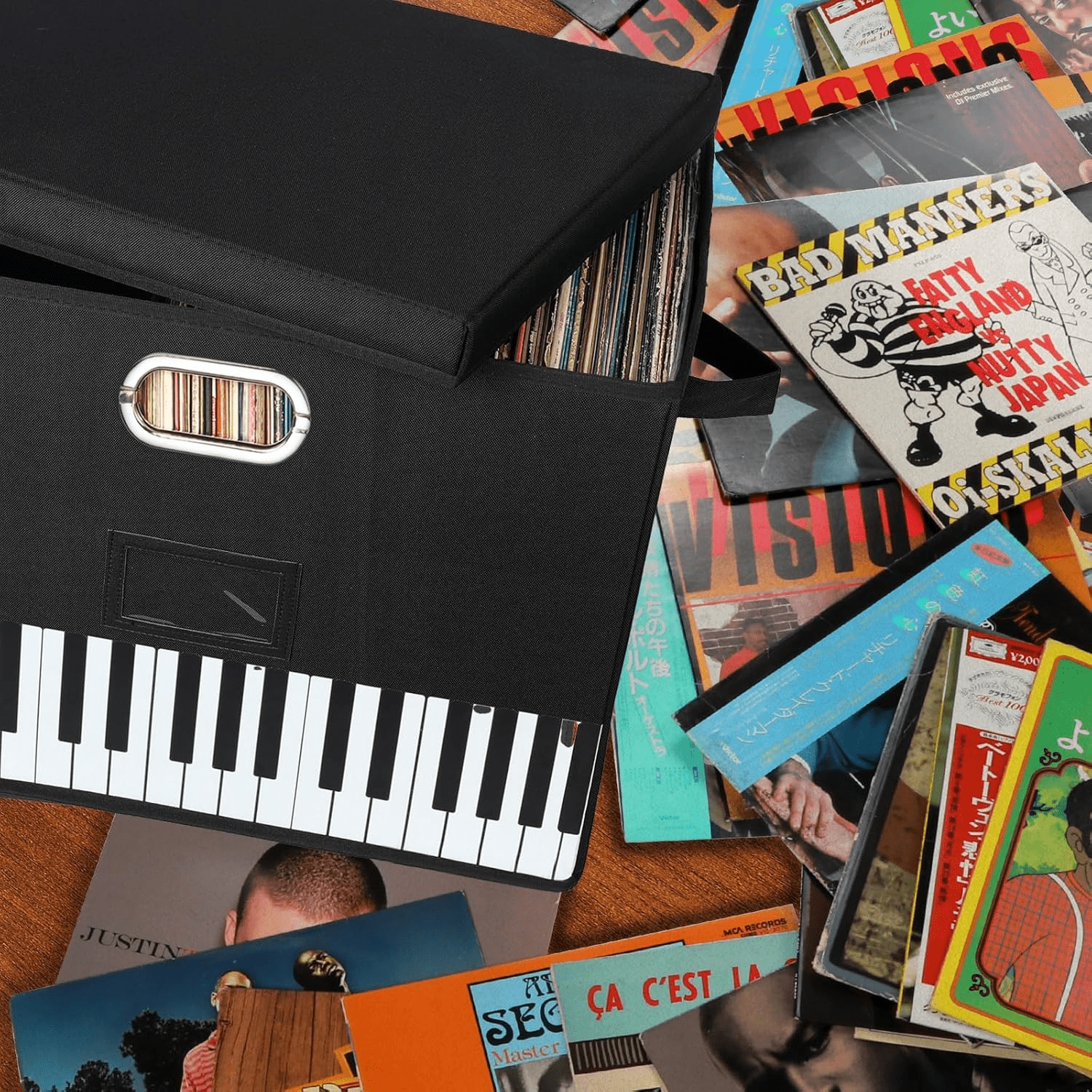 dxynlzq 12-Inch Vinyl Record Storage Boxes with Lids and Handles ...