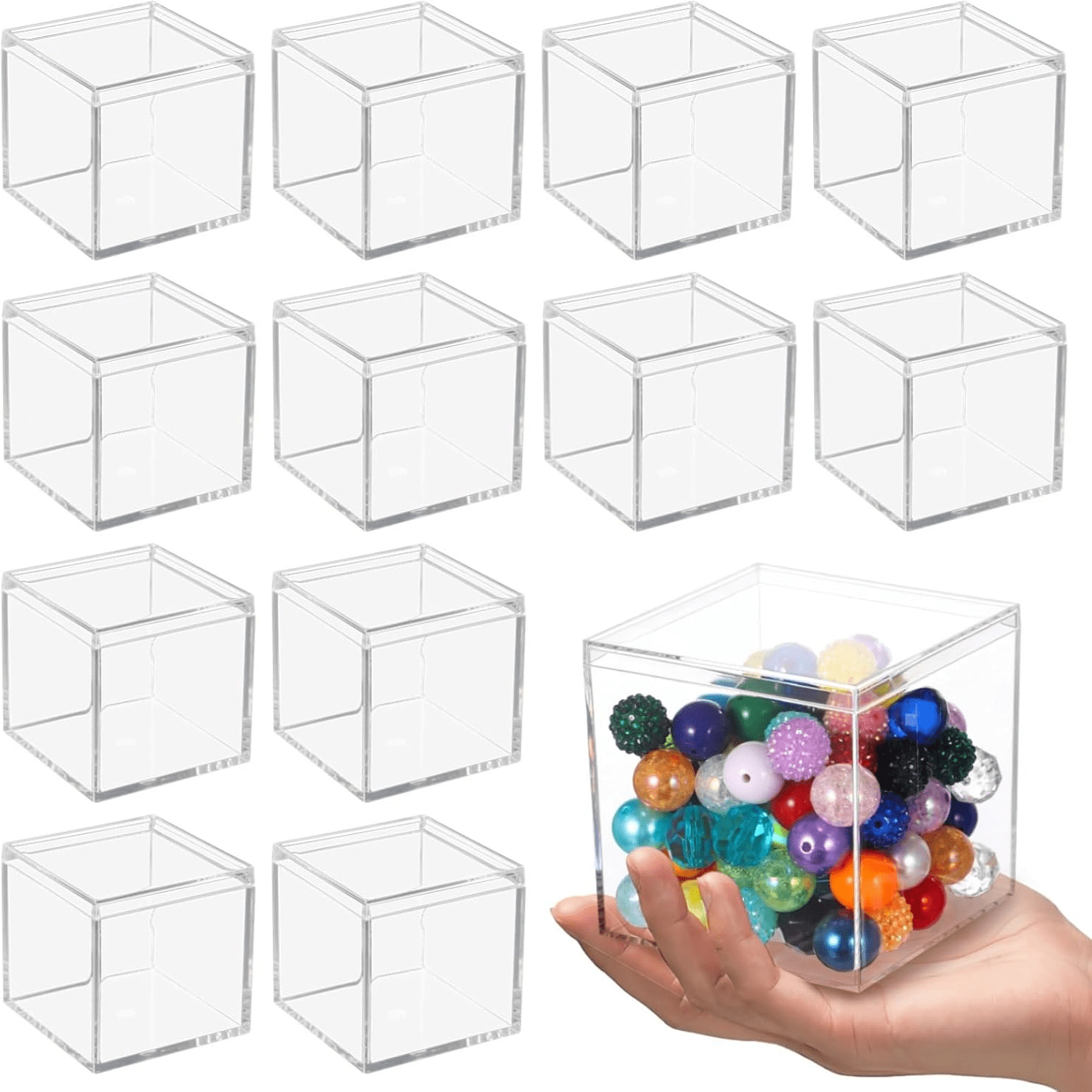 dxynlzq 12 PCS Acrylic Square Cube 4 x 4 x 4 Inches Small Clear Plastic ...