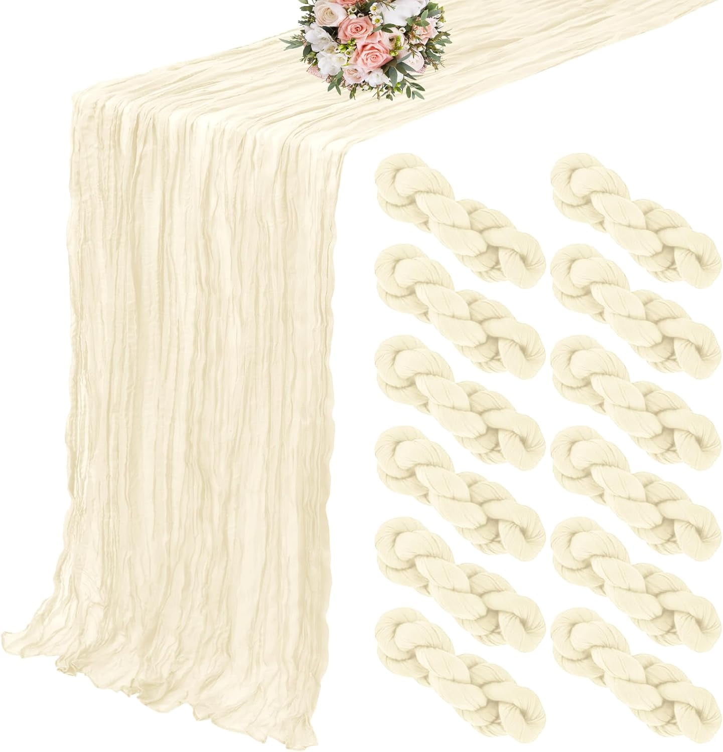 dxynlzq 12 Pack Cheesecloth Table Runner 20 x 120 inch Cheese Cloth ...