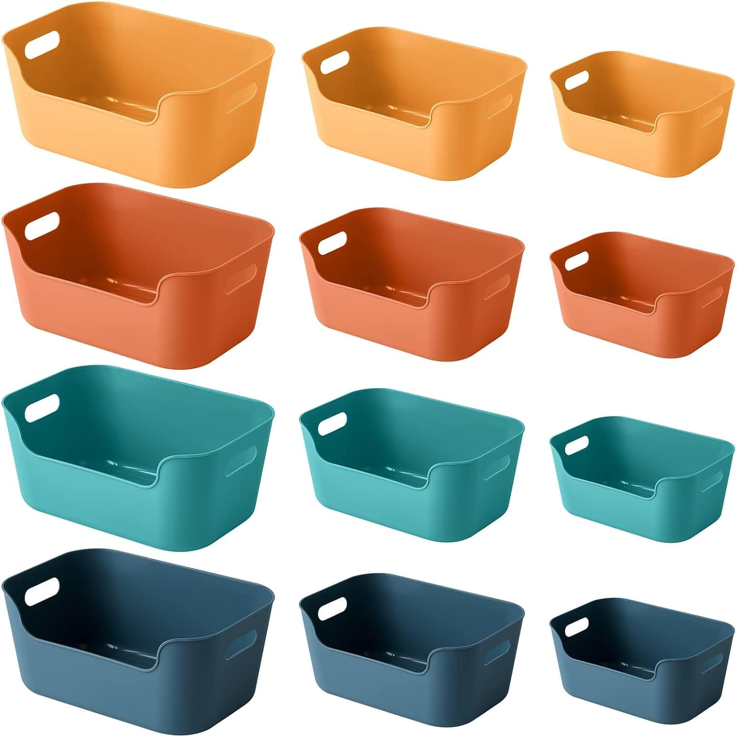 dxynlzq 12-Pack Mixed Plastic Storage Bins and Baskets for Efficient ...
