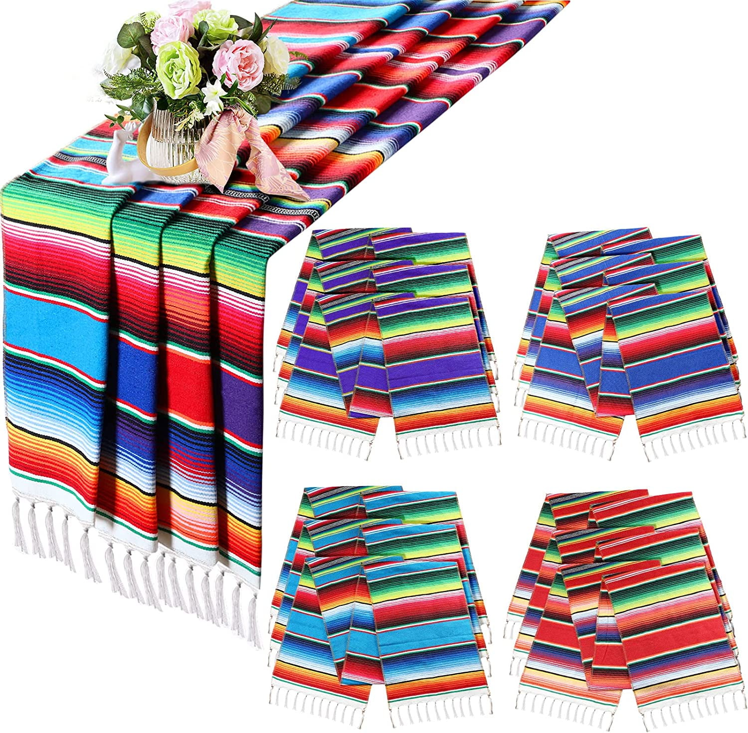 dxynlzq 12 Pcs Mexican Serape Table Runners Mexican Theme Party Table ...