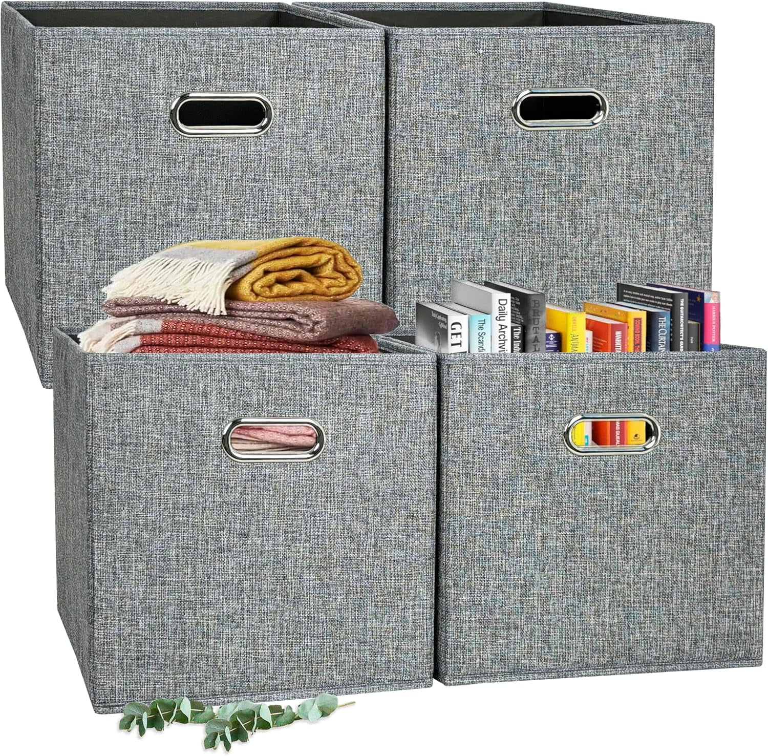 dxynlzq 12x12 White Foldable Fabric Storage Cube Organizer Bins Cubby ...