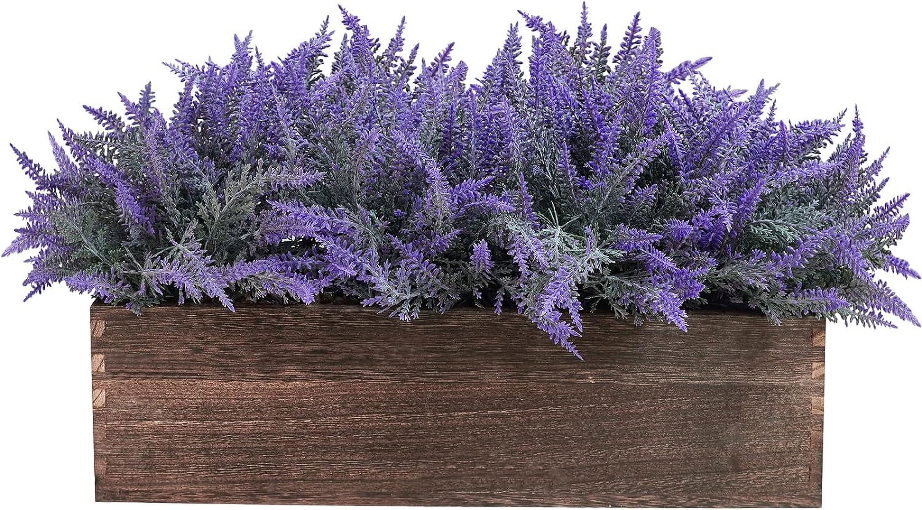 dxynlzq 14" Artificial Lavender Flowers Plants in Rectangular Wooden ...