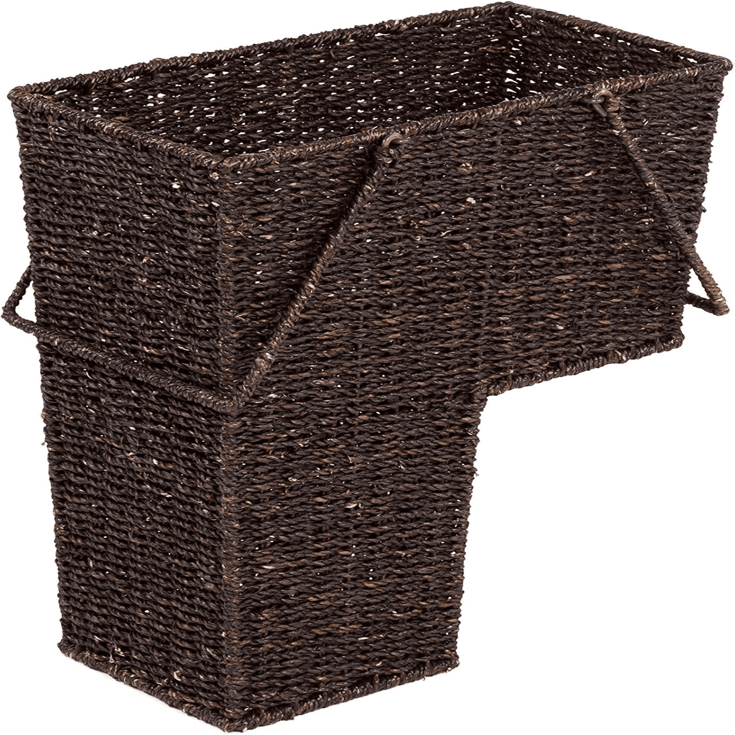 dxynlzq 15" Wicker Storage Stair Basket With Handles (Brown) - Walmart.com