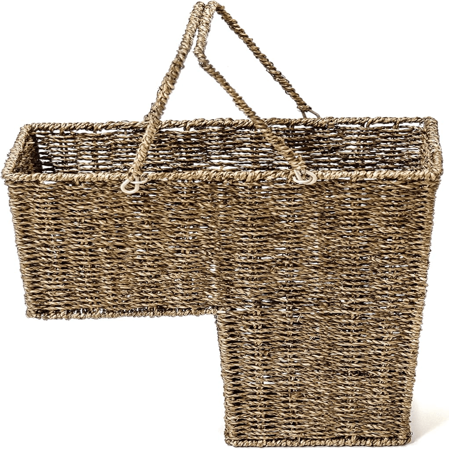 dxynlzq 15" Wicker Storage Stair Basket With Handles (Brown) - Walmart.com