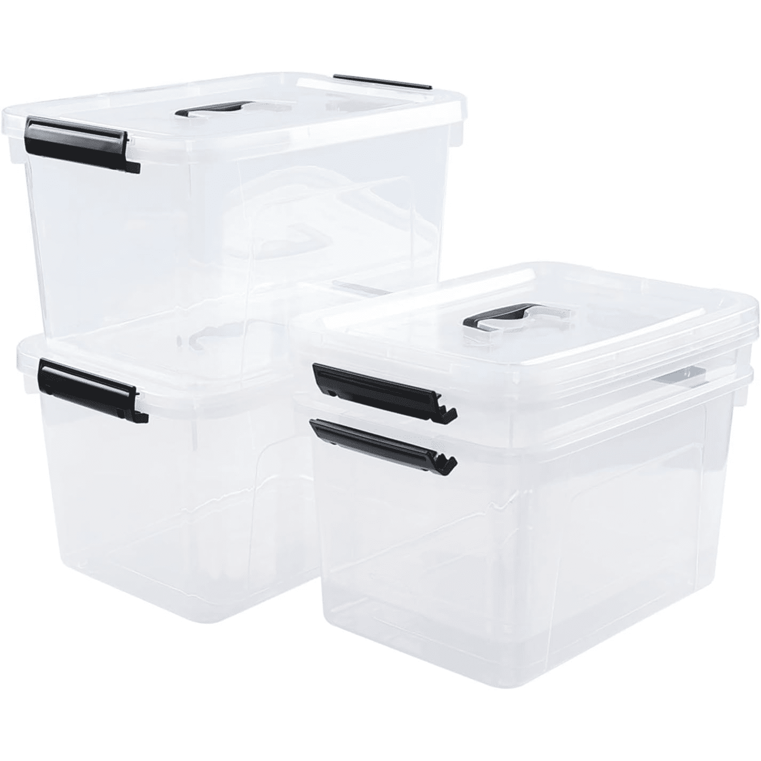 dxynlzq 18 Quart Plastic Clear Latch Storage Boxes Latching Bin with ...