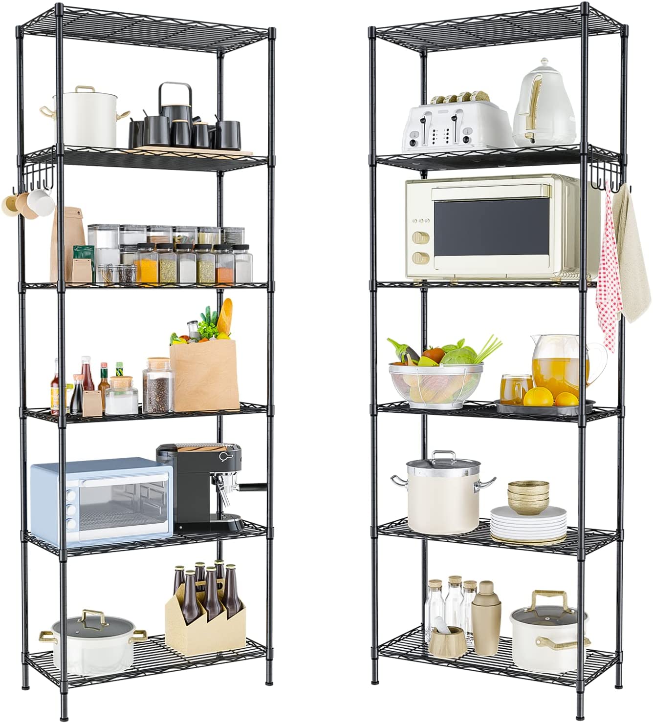 dxynlzq 2-Pack 6-Tier Storage Shelf Wire Shelving Unit Free Standing ...