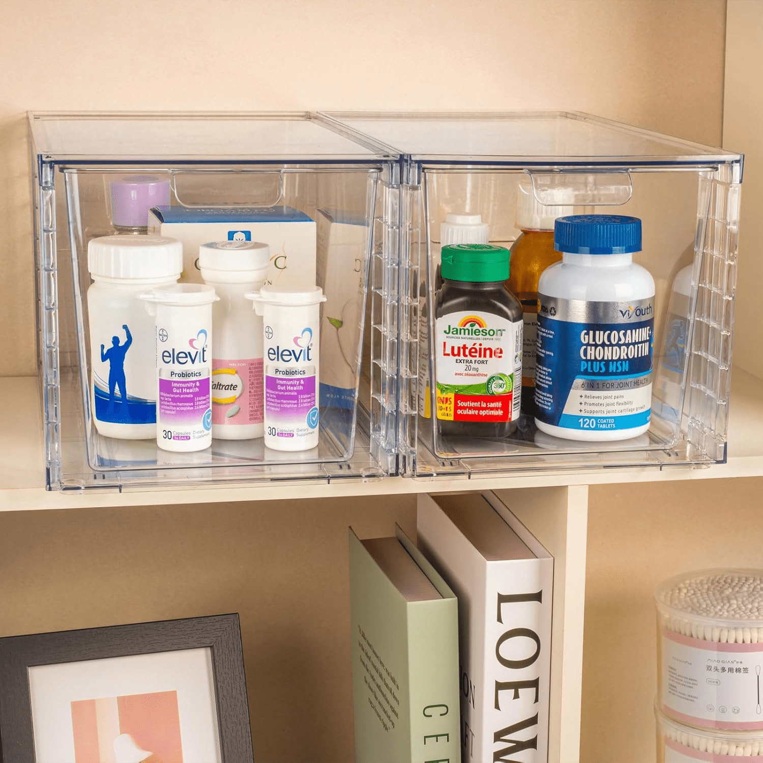 dxynlzq 2 Pack Large Stackable Storage Drawers Clear Acrylic Drawer ...