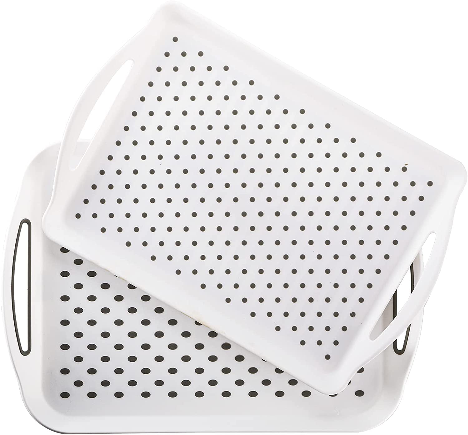 dxynlzq 2 Pack Non-Slip Food Serving Tray with Handle Plastic ...