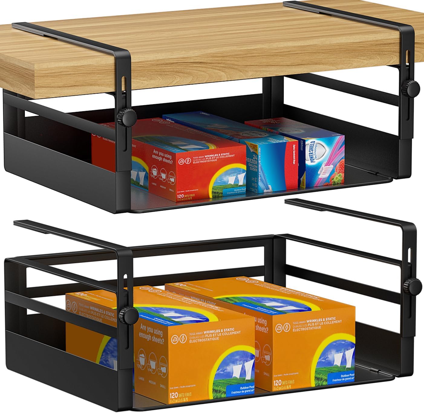 2 Pack Under Shelf Basket Organizers,Adjustable Hanging Under Cabinet ...