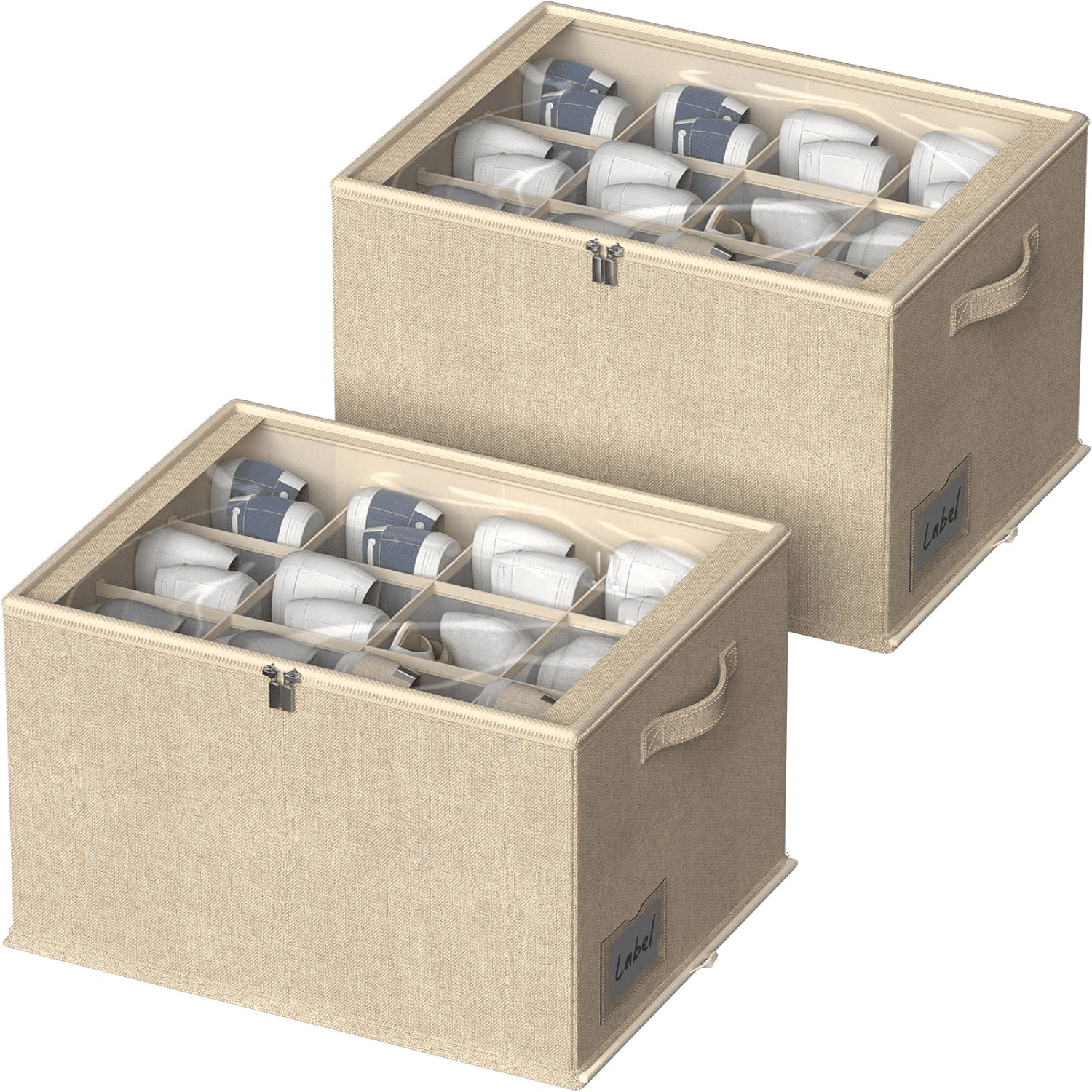 dxynlzq 2 Pack Shoe Organizer for Closet - Shoe Storage Bins with Clear ...
