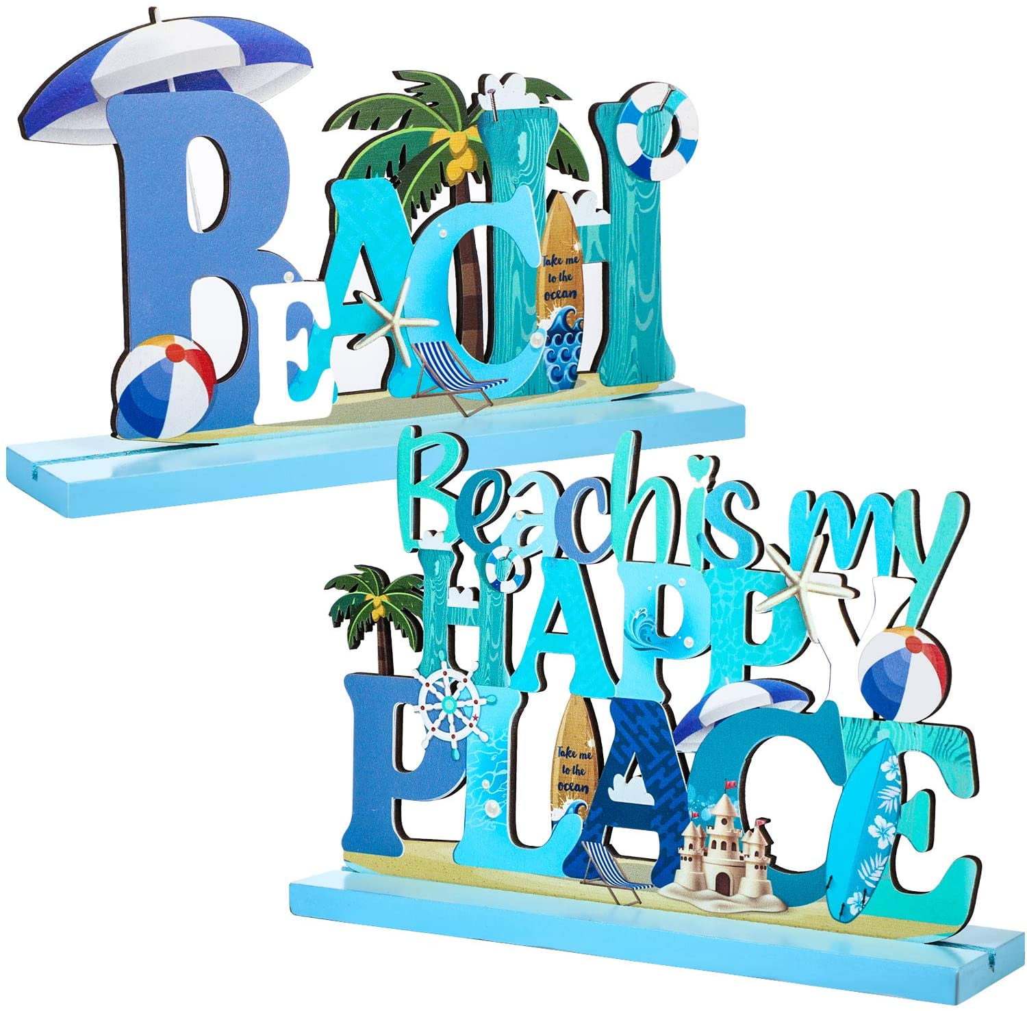 Hltser 2 Pcs Beach Sign Ocean Sea Animal Party Decor Beach Is My Happy ...