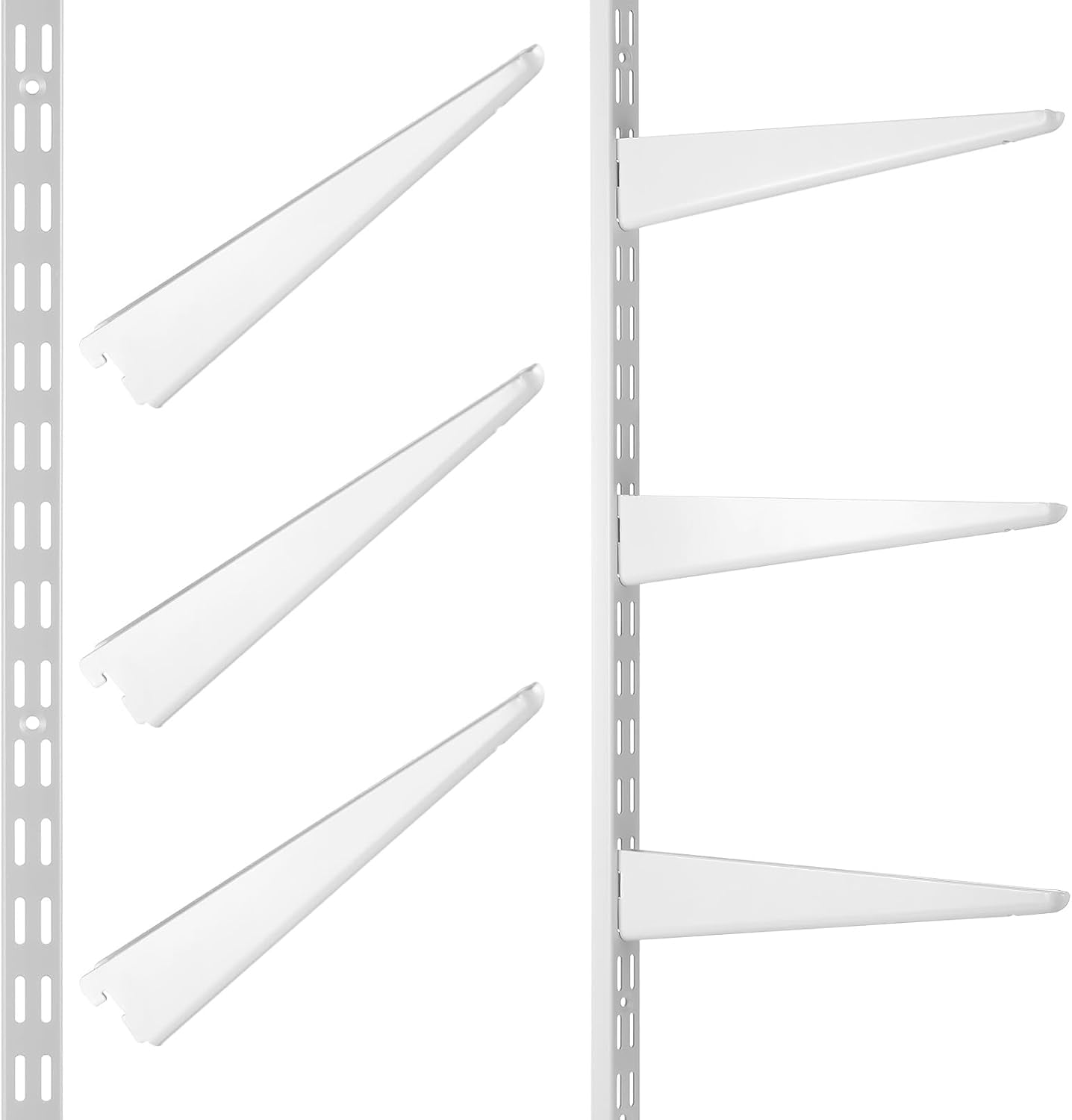 dxynlzq 2 Pcs Twin Rail Upright Wall Shelving System 25 Inch with 6 Pcs ...