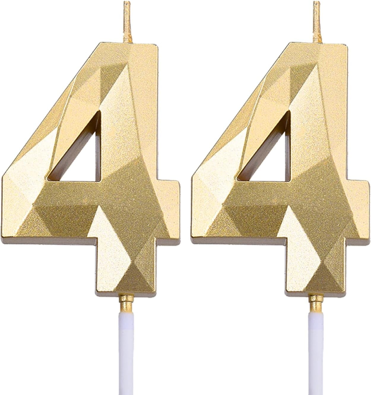 Hltser 2 inch Gold 44 Birthday Candles 3D Diamond Number 44th Cake ...