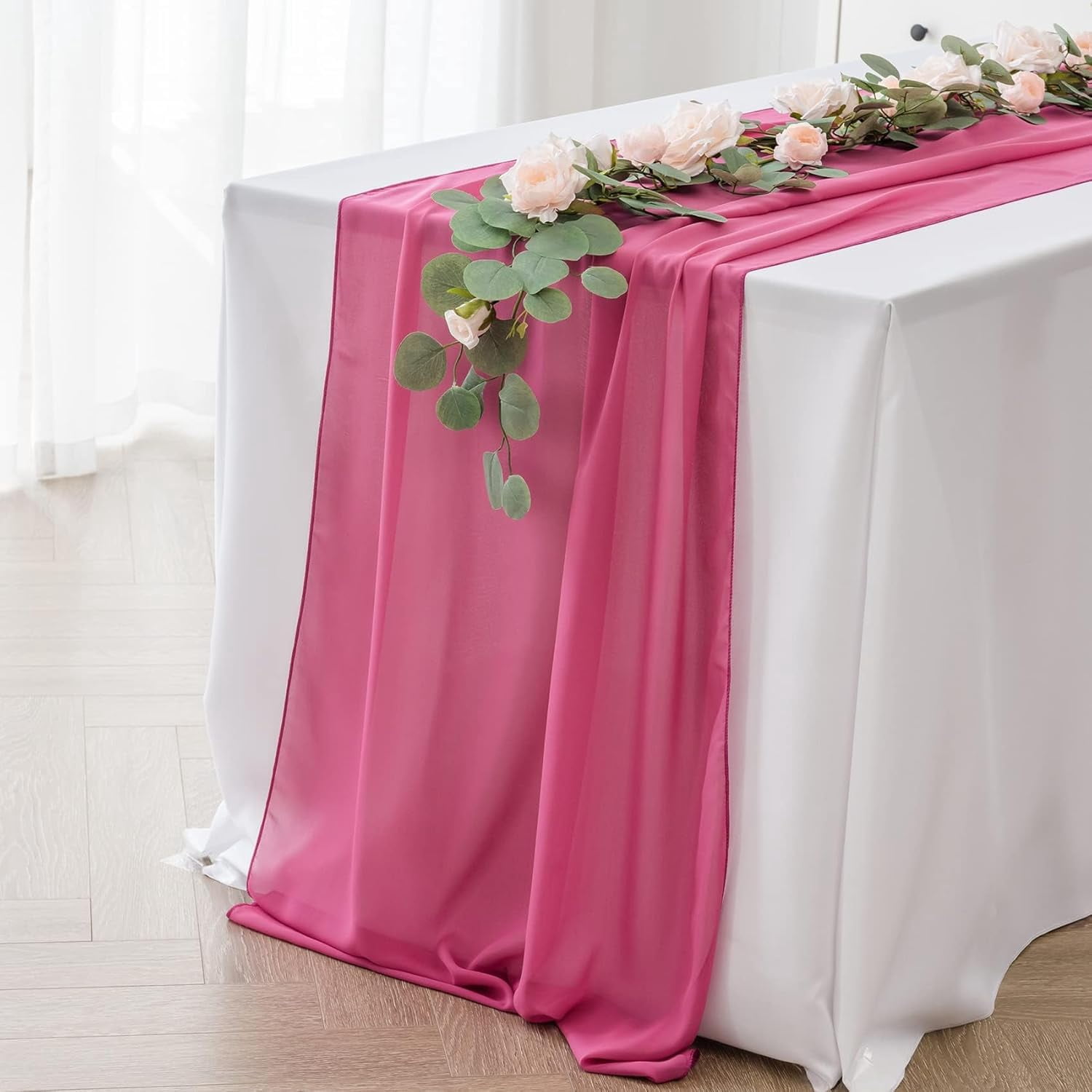 dxynlzq 20Pack Chiffon Table Runner Wedding Table Runner 14x108 inches ...
