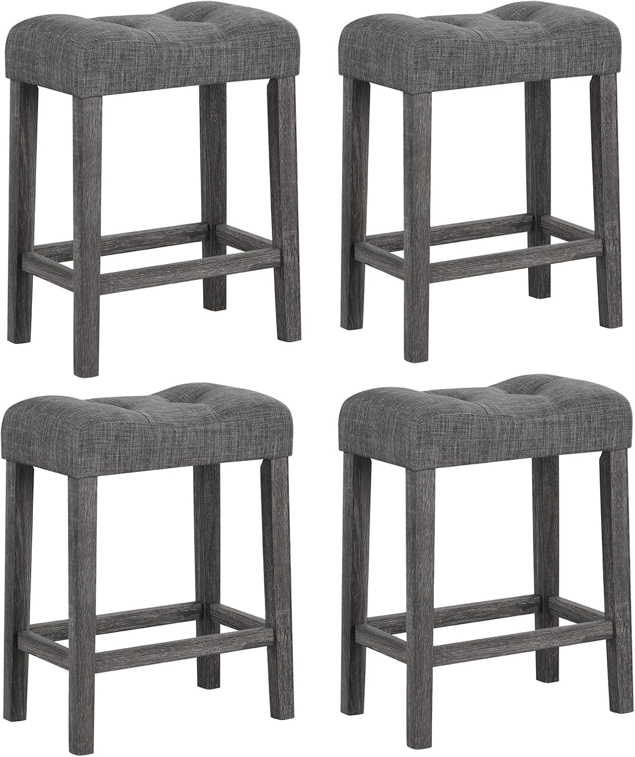 dxynlzq 24" Bar Stools Upholstered Counter Height Saddle Bar Stools ...