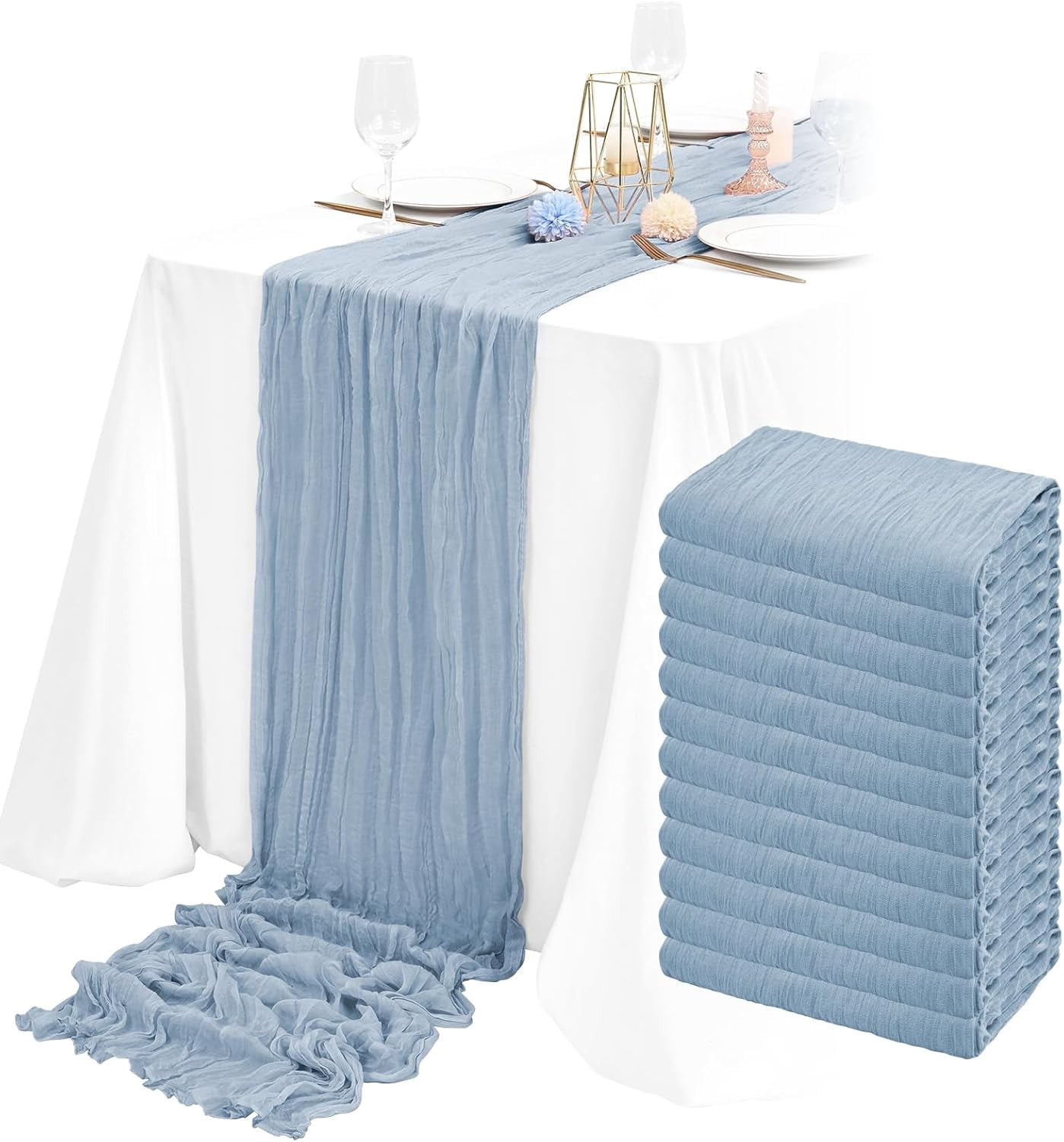 dxynlzq 24 Packs 10Ft Pink Cheesecloth Table Runner Light Pink Table ...