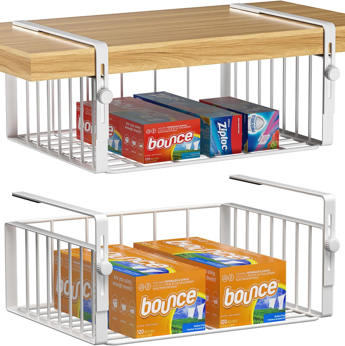 dxynlzq 2Pack Under Shelf Basket Organizer Adjustable Hanging Holder ...
