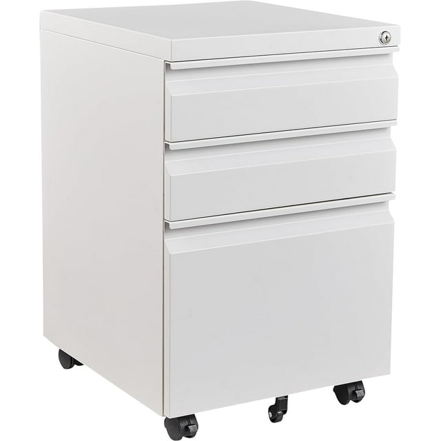 dxynlzq 3 Drawer Vertical File Cabinet Black Mobile Filling Cabinet ...