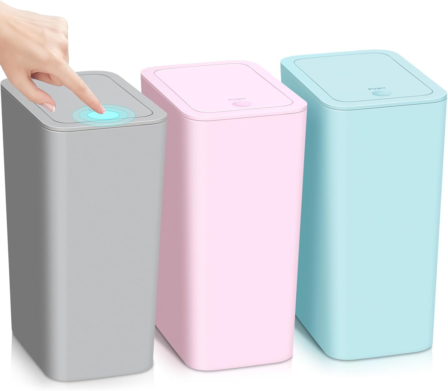 dxynlzq 3 Gallon Bathroom Small Trash Can with Lid 15L Slim Garbage Bin ...