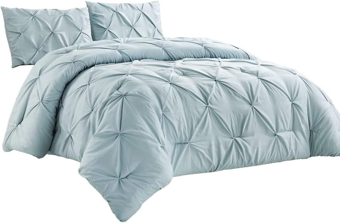 dxynlzq 3 PC Pinch Pleated Comforter Set-100% Organic Cotton-Extra Long ...
