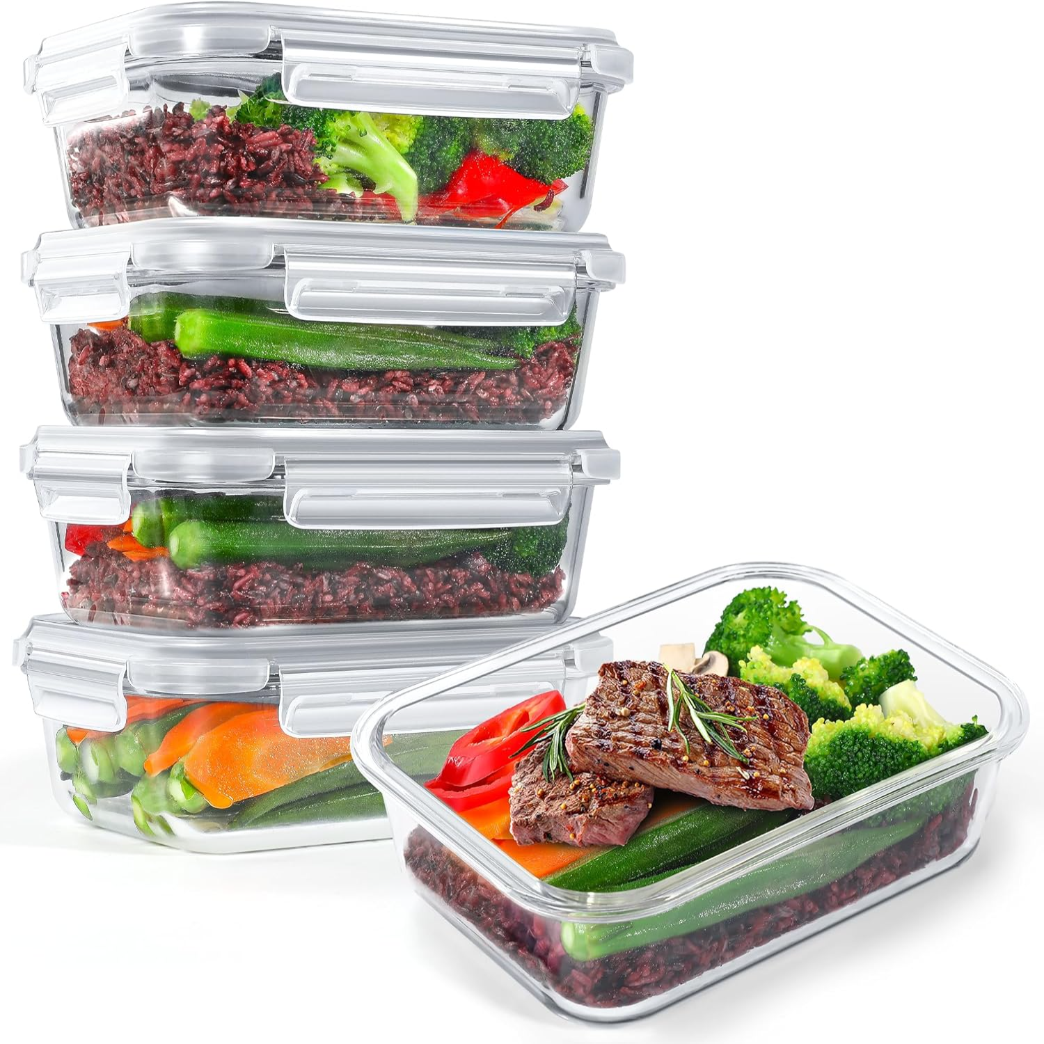 ebyiybnio 3-Pack 35 oz Borosilicate Glass Food Storage Containers with ...