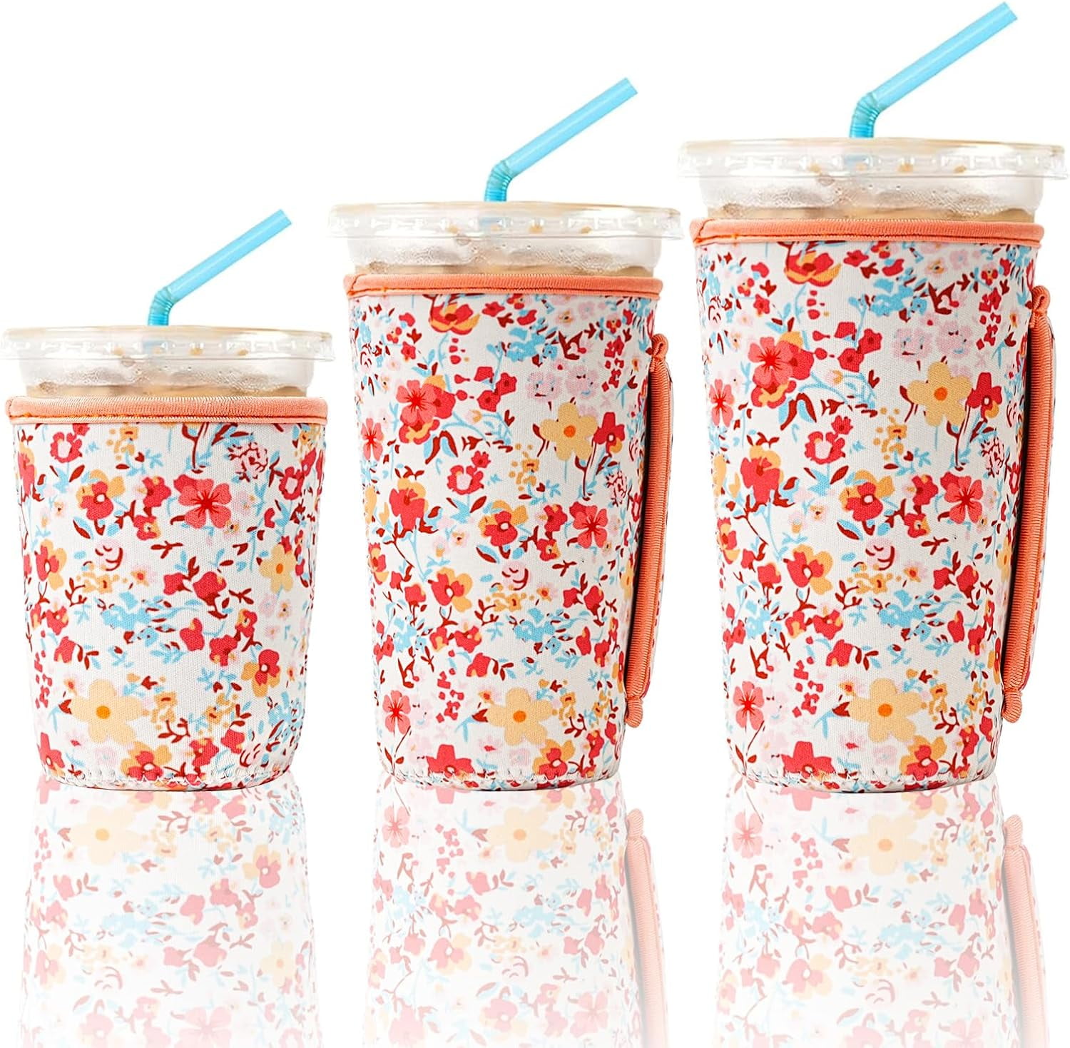 Hltser 3 Pack Reusable Iced Coffee Sleeves for Iced Coffee Cups or ...