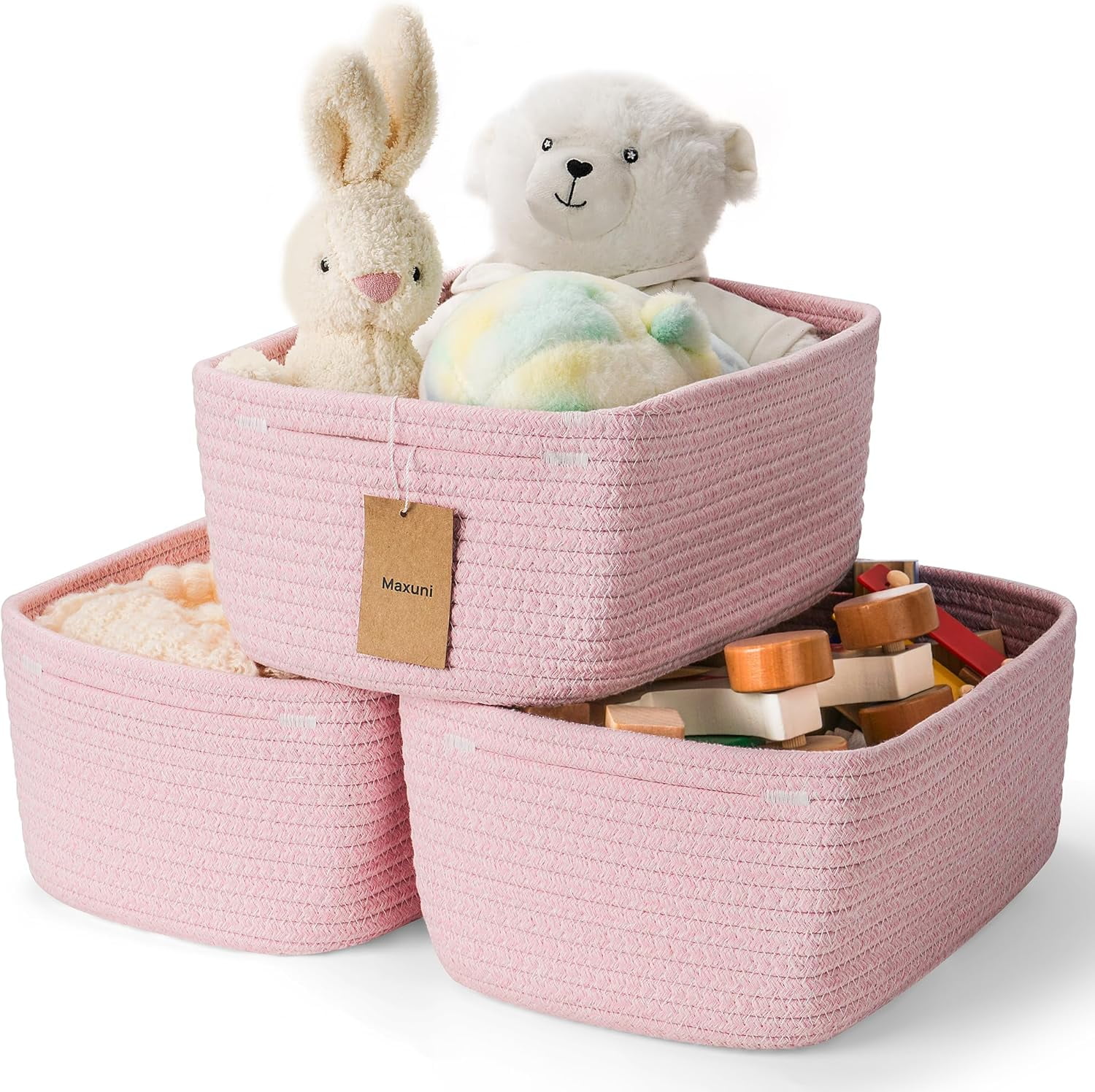 dxynlzq 3-Pack Shelf Baskets for Organizing Closet Organizer Bins Small ...