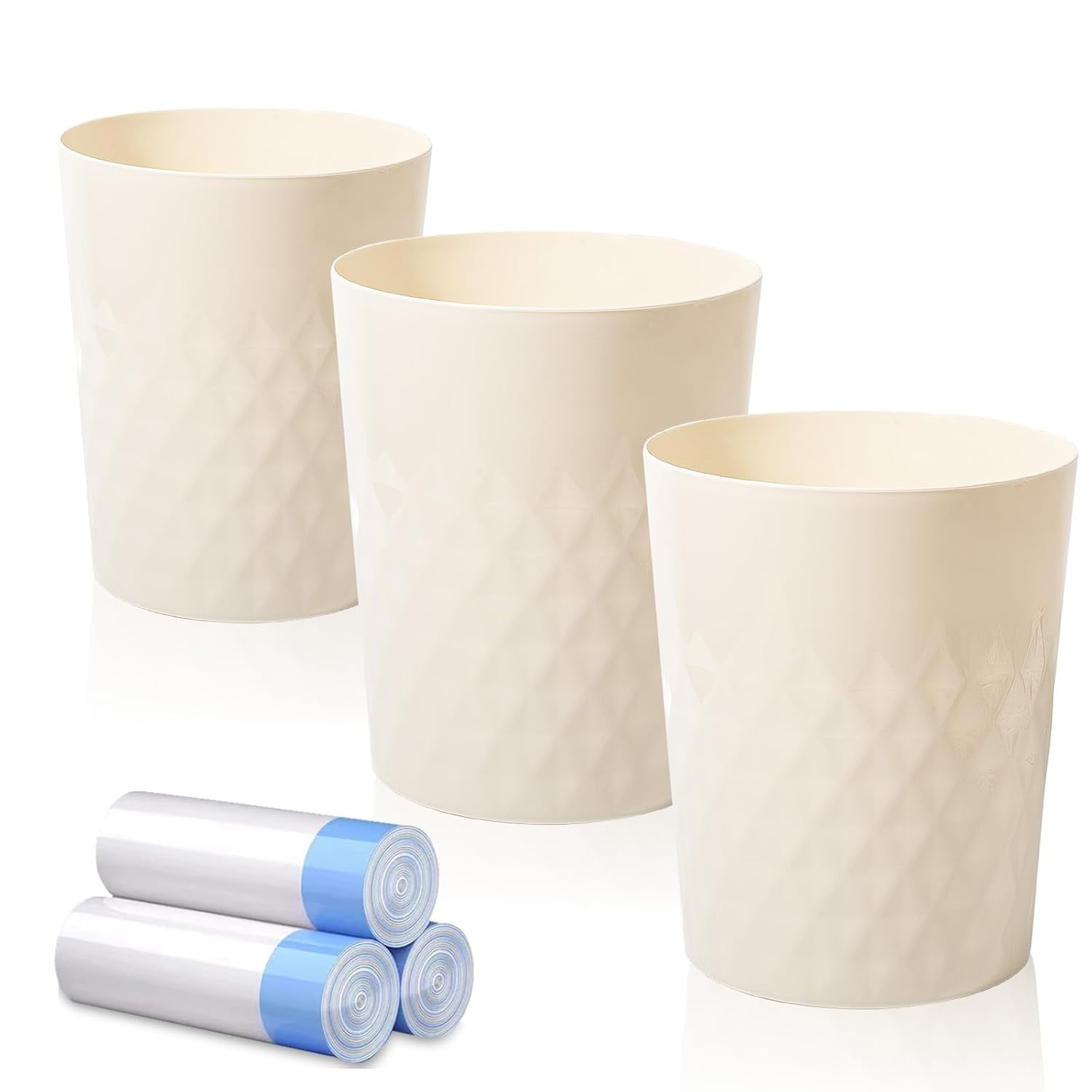 dxynlzq 3 Pack Small Trash Can with Trash Bags Bathroom Garbage Bin ...