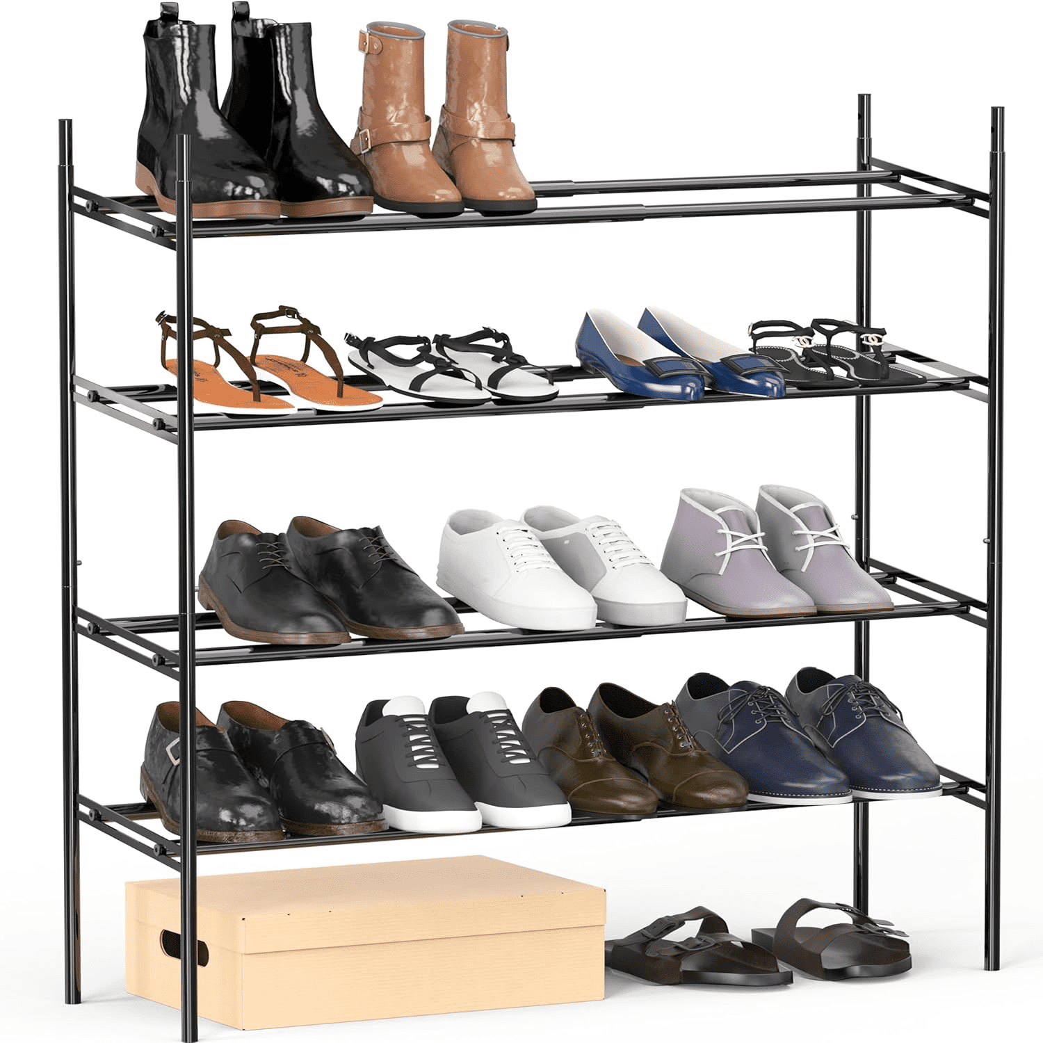 dxynlzq 3-Tier Expandable and Stackable Shoe Racks with Shelves for 12 ...