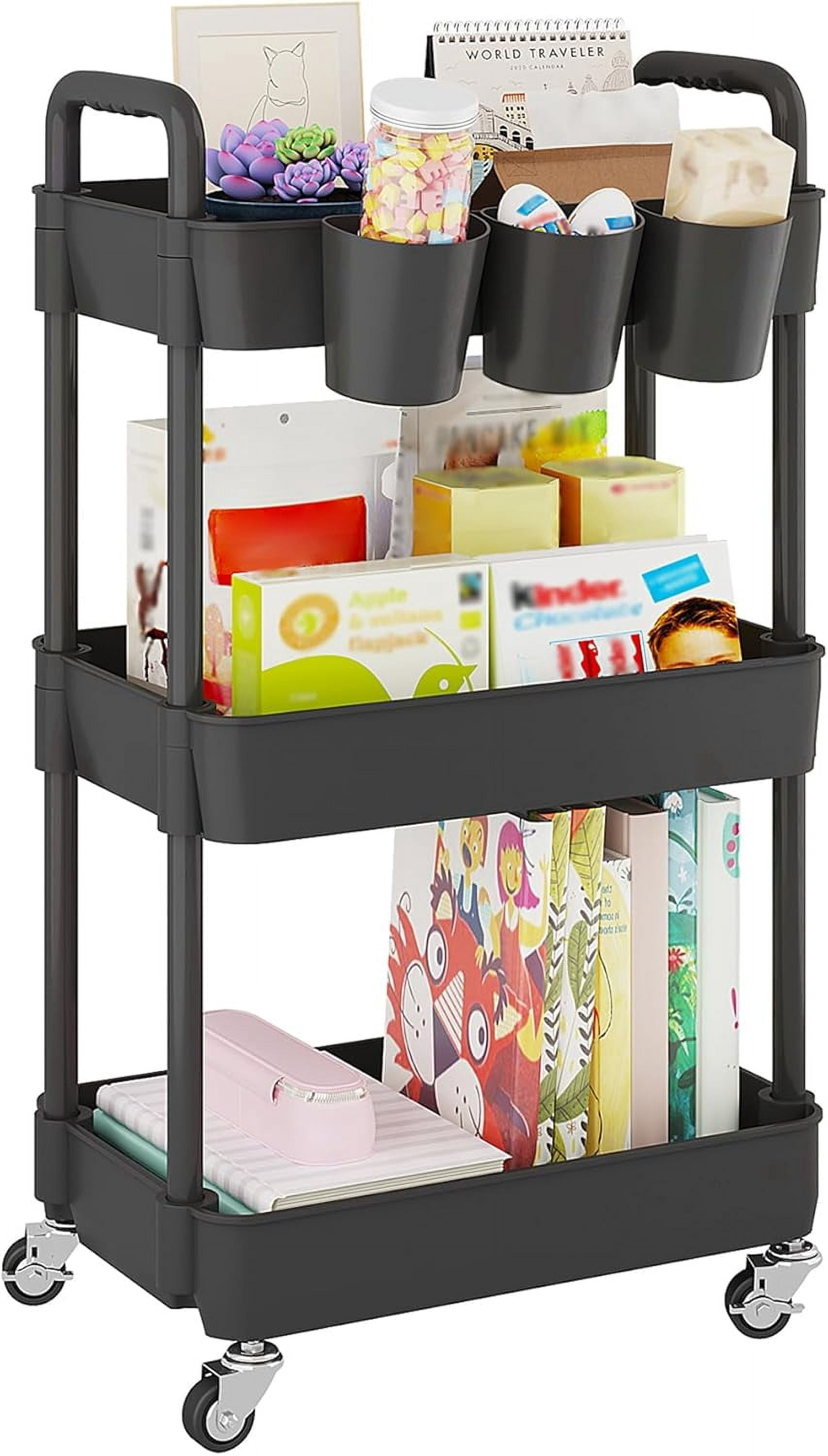 dxynlzq 3-Tier Rolling Utility Cart with 12 Category Labels ...