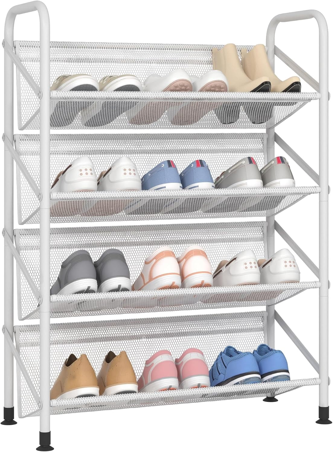dxynlzq 3 Tier Shoe rack for closet Mesh fabric narrow Metal shoe racks ...