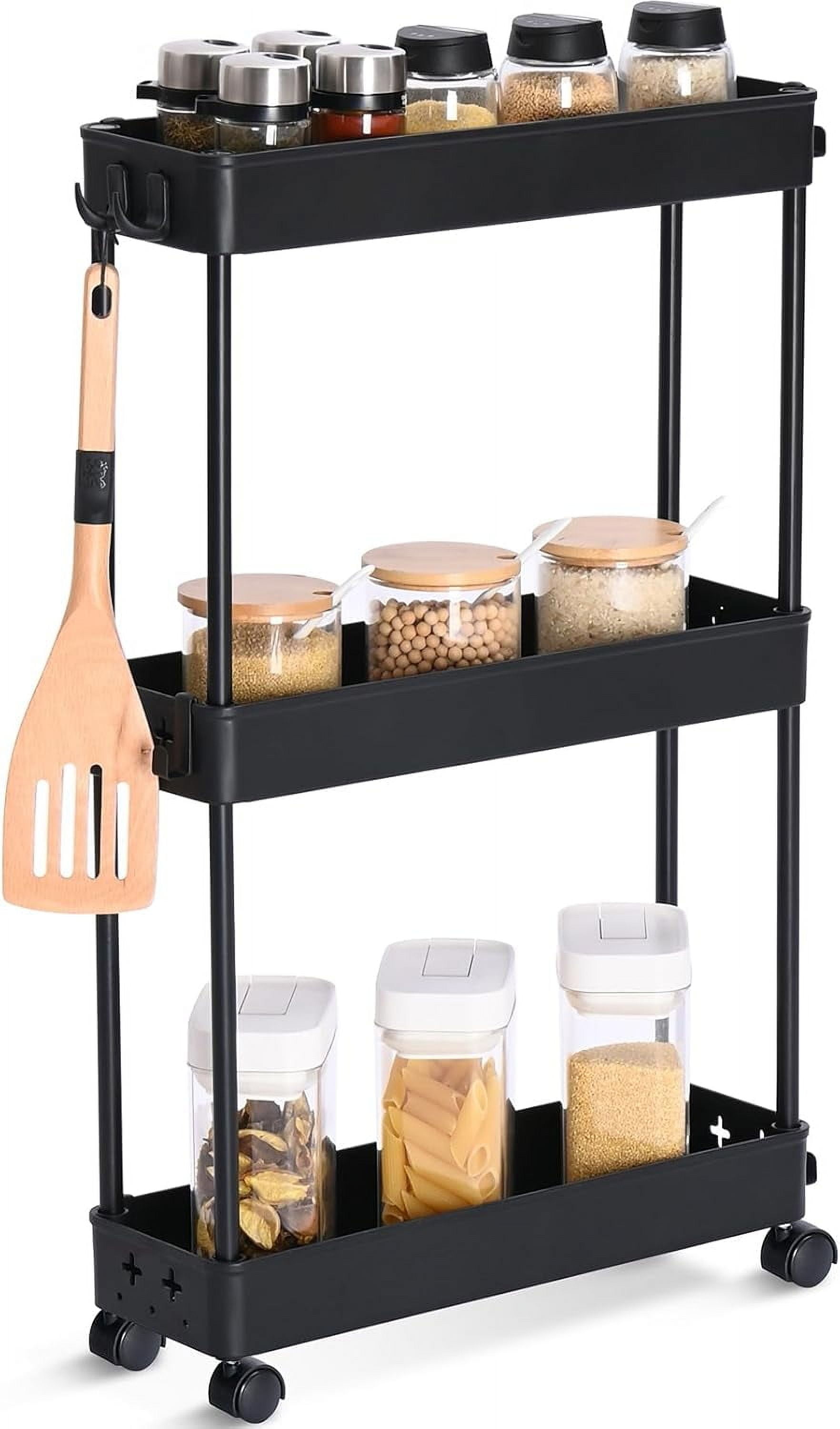 dxynlzq 3 Tier Slim Rolling Storage Cart Utility Cart on Wheels with ...