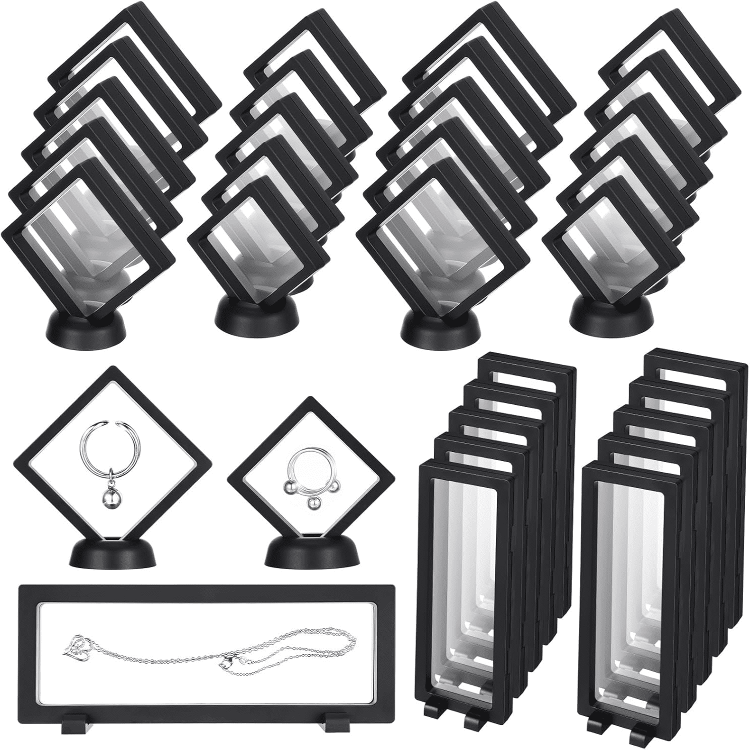 dxynlzq 30 Pack 3D Floating Display Stand Floating Frame Display Case Coin Display Holder with ...